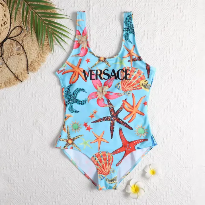 Versace Swimsuit New Student One-piece Swimsuit Marine Life Pattern ...