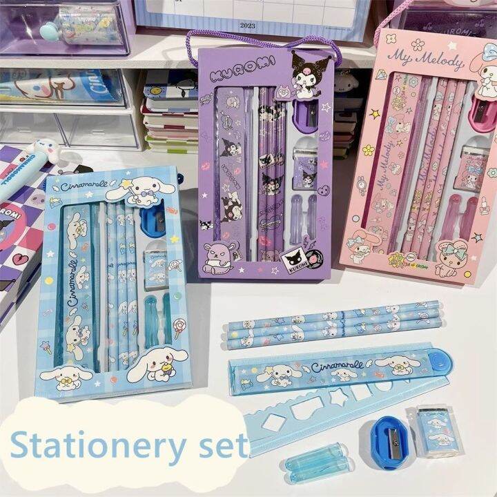 ITEFUG My Melody Kuromi Stationery Set Cinnamoroll Pencil Sharper ...