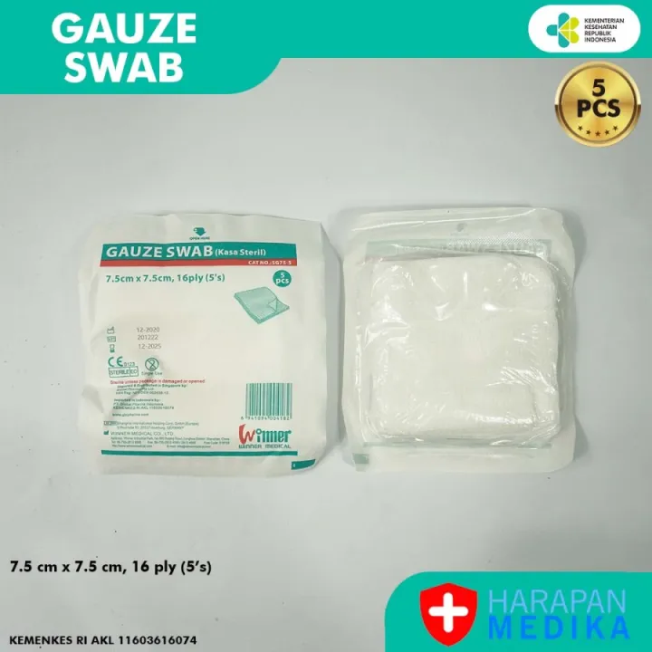 Gauze Swab 7.5x7.5cm 16ply 5s Winner / Kasa Steril LD Cairan Luka ...