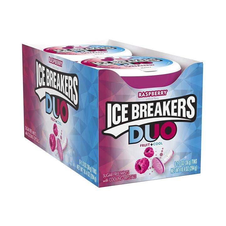 ICE BREAKERS Duo Sugar Free Mints, Raspberry, 1.3 Ounce (Pack of 8 ...