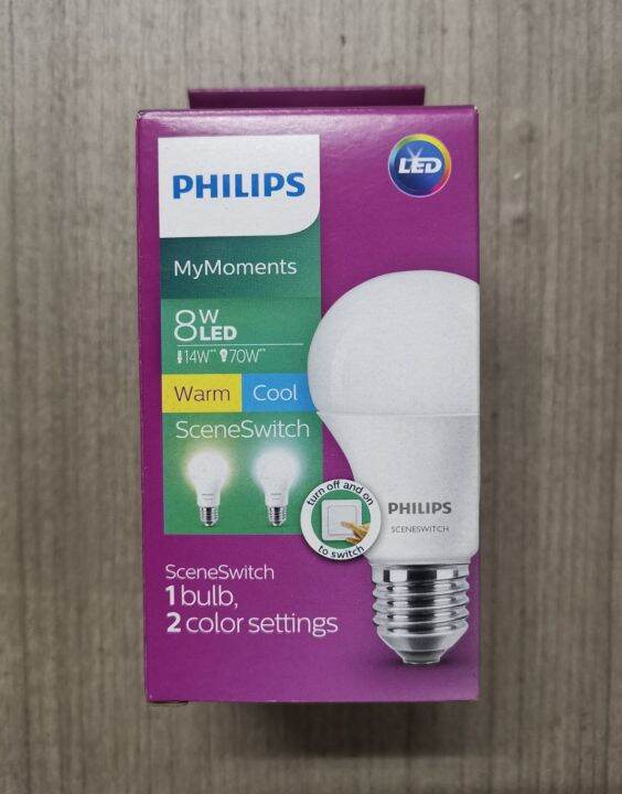 Philips MyMoments SceneSwitch LED Bulb A60 8W Tunable DAYLIGHT ...