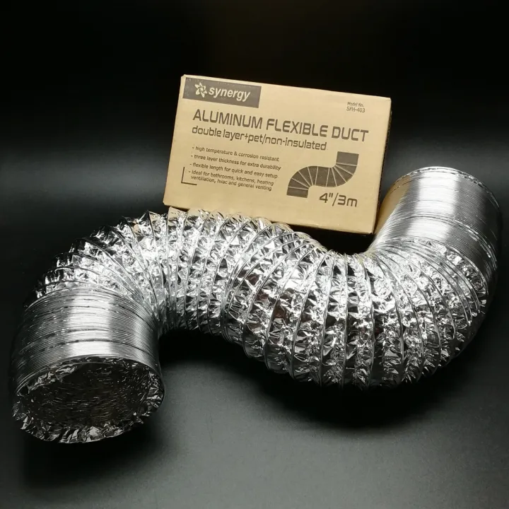 Synergy 4 inches/100mm Aluminum Flexible Duct Double Layer 3 meters ...