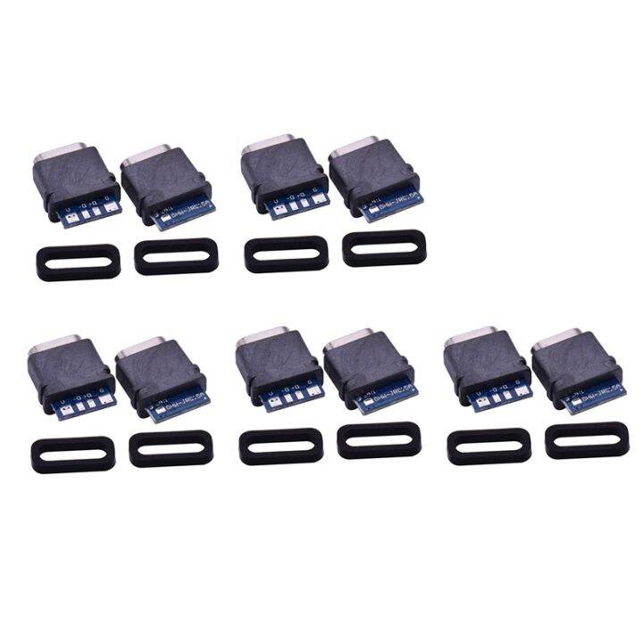 10Pcs Waterproof USB C Jack Type-C 4Pin Female Connector Port Data ...