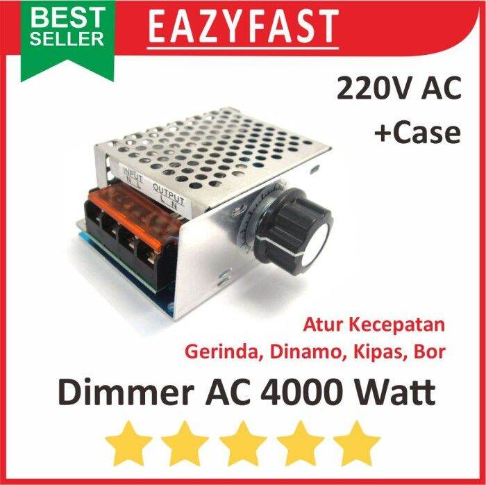 Dimmer 220V AC 4000 W Watt Casing Kecepatan SCR PWM Dimer PLN 4000W ...