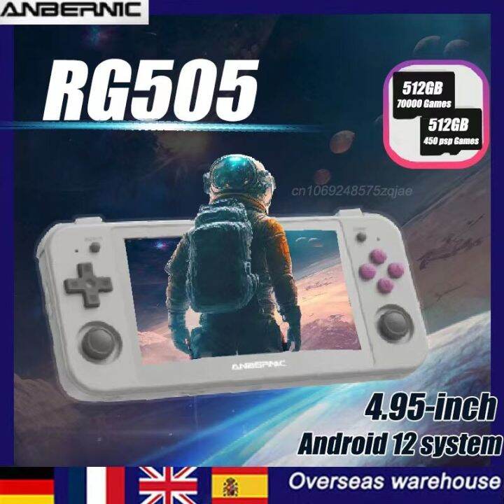 ANBERNIC เกมแบบพกพา RG505 4.95นิ้วหน้าจอสัมผัส OLED แอนดรอยด์12 OS ...