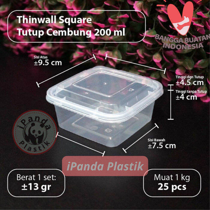 Thinwall Persegi 200 ml DM - Tutup Cembung - Wadah Square SQ | Lazada Indonesia