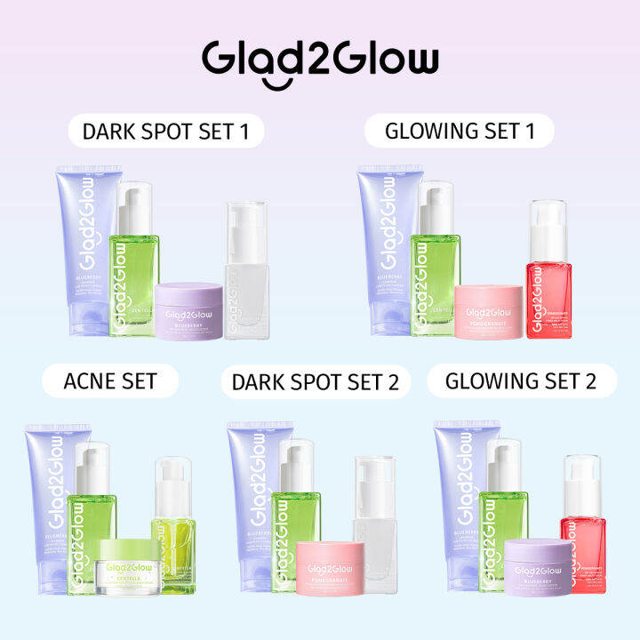 SPECIAL BUNDLE 4 in1 Glad2Glow 4pcs Paket Skincare Moisturizer Toner Serum Face Wash -ACNE KIT ...