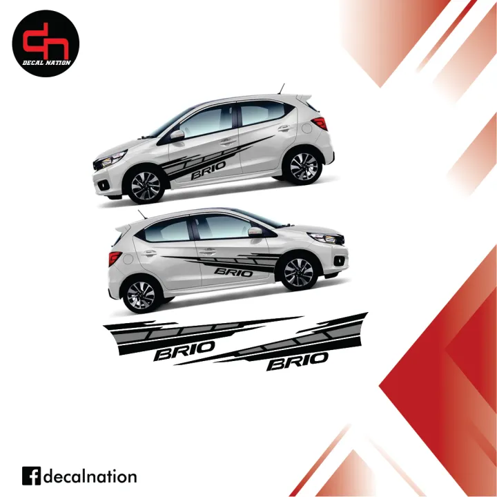 Honda Brio side decals weatherproof cut out vinyl sticker black,gray ...
