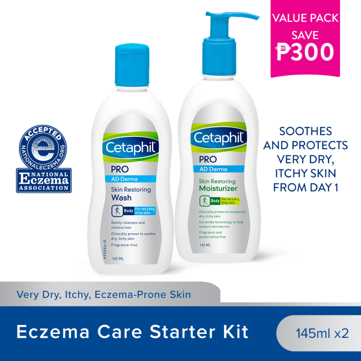 Cetaphil Eczema Care Starter Kit (Pro AD Derma Wash 145ml + Moisturizer ...
