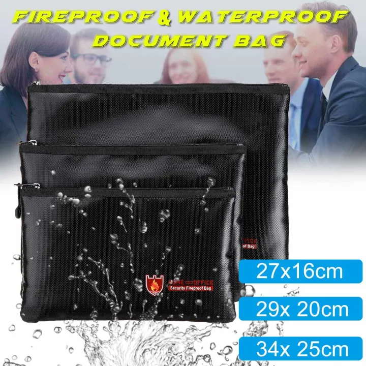 Security Fireproof Waterproof Zipper Document Bags, for Money, Jewelry ...