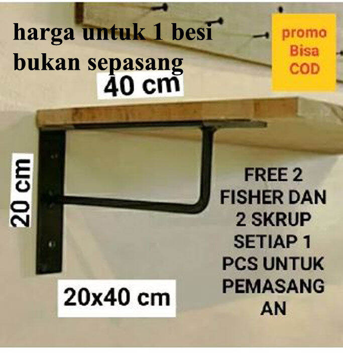 Besi siku penyangga rak dinding kayu pangkon besi penahan rak ambalan ...