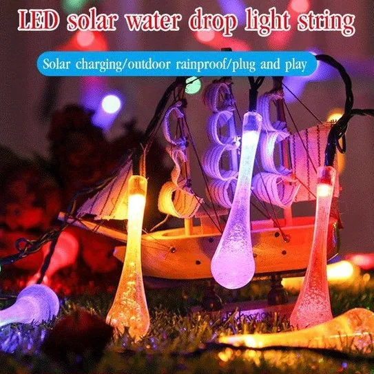 ECOOL 【Ready Stock】Solar Water Drop Light 6.5 meters 30 lights | Lazada PH