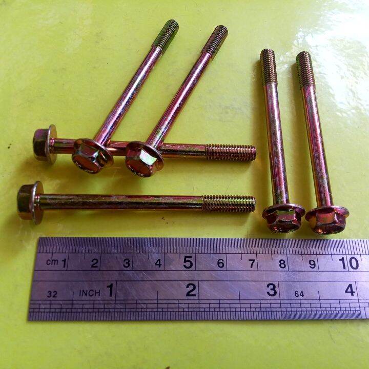 FLANGE BOLT KUNING M6 X 70 / BAUT 10 KUNCI 10 / BAUT TOPI M6 X 70 KUNING / FLANGE BOLT M6X70 ...