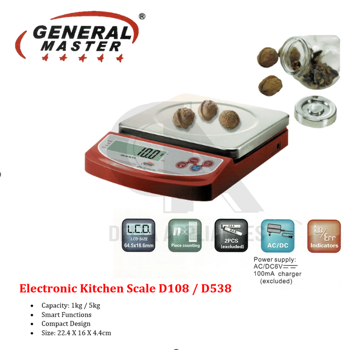 General Master D-108/D-538 Electronic Kitchen Scale General Master ...