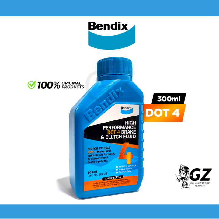 Bendix High Performance DOT 4 Brake and Clutch Fluid 300ml / Minimise Corrosion / Rubber ...