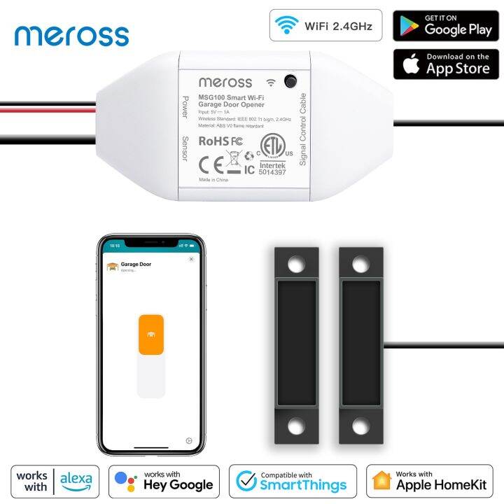 Meross HomeKit Smart WiFi Garage Door Opener WiFi Sensors Controller Remote Control Support ...
