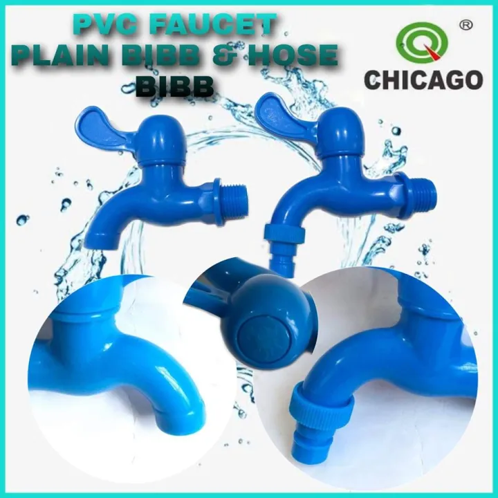 CHICAGO C-8138 1PC PVC Plastic Plain/Hose BIBB Blue Kitchen/Bathroom ...