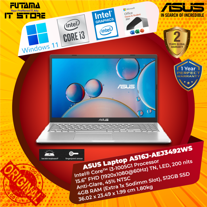 ASUS Laptop A516J-AEJ3492WS (15.5" FHD (1920x1080), Intel Core i3 10th ...