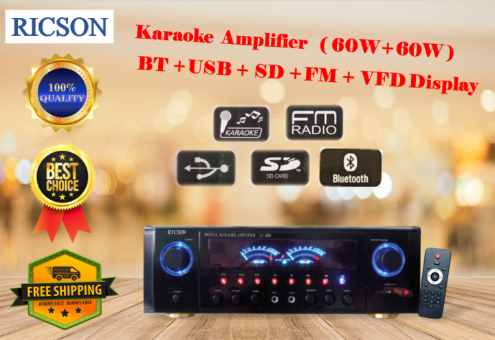 AMPLIFIER / AV-260 II / RICSON KARAOKE AMPLIFIER WITH REMOTE CONTROL / VFD Display / 2 MIC ...