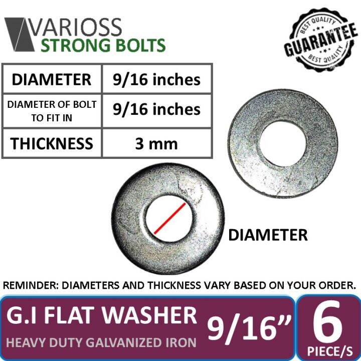 GI Flat Washer Heavy Duty, Size 9/16 inches diameter Galvanized Iron ...