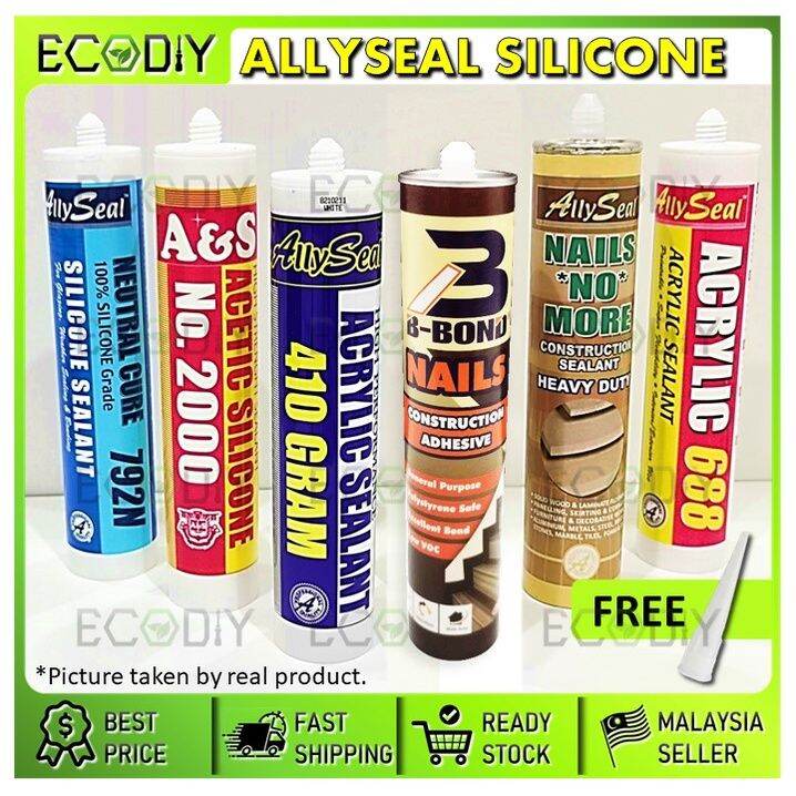 ECODIY🇲🇾 Allyseal Silicone Sealant X-Bond(Beige) Gap Filler(White ...