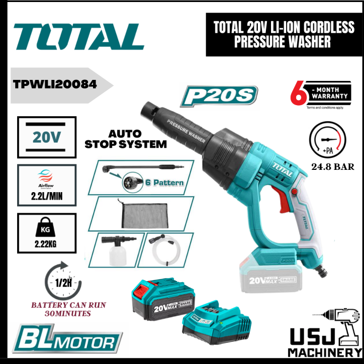 TOTAL Li-Ion Cordless Brushless Motor Pressure Washer TPWLI20084 - Have ...