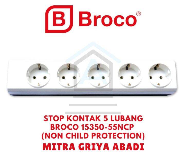 Stop Kontak 5 Lubang Broco 15350-55NCP (Non Child Protection) | Lazada ...