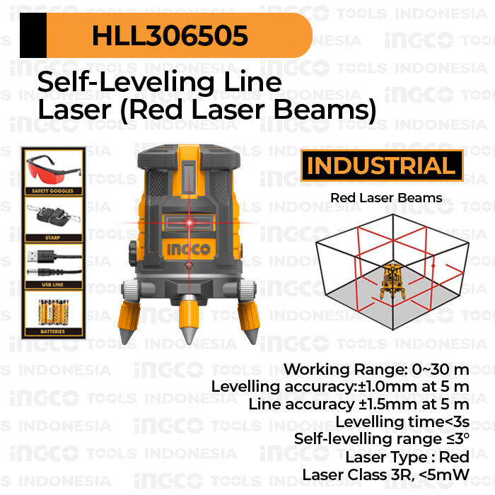Self-Leveling Laser (Red 5-Line) INGCO HLL306505 Waterpass Waterpas ...
