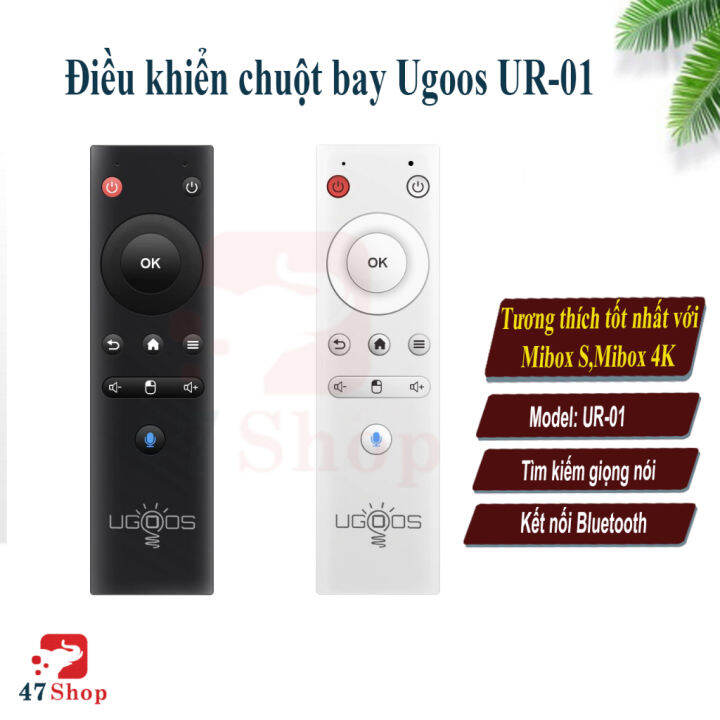 Điều khiển Ugoos UR-01 Bluetooth có chuột bay, giọng nói, tương thích với Xiaomi Mibox 4K ...