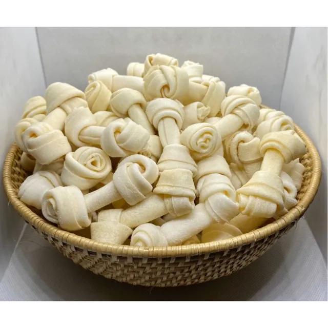 Natural Rawhides Knotted Bone for Dogs 2.5 to 3 (approx 40 pcs) Made in ...