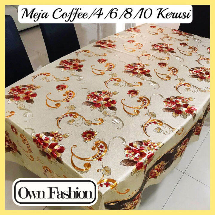 Lapik Meja Korea Warna Gold Based Bunga 3D Alas Meja Waterproof ( Meja ...