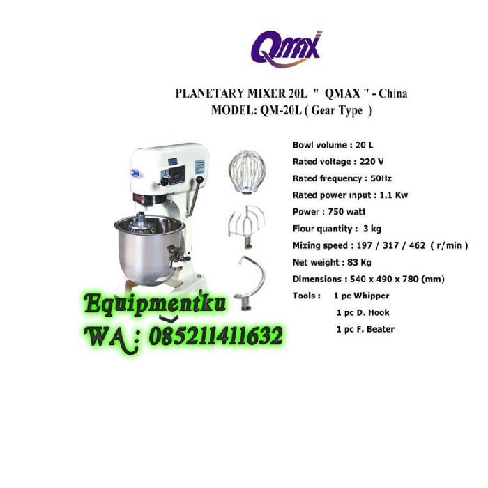 Planetary Mixer 20L Qmax QM-20L Gear Type | Lazada Indonesia