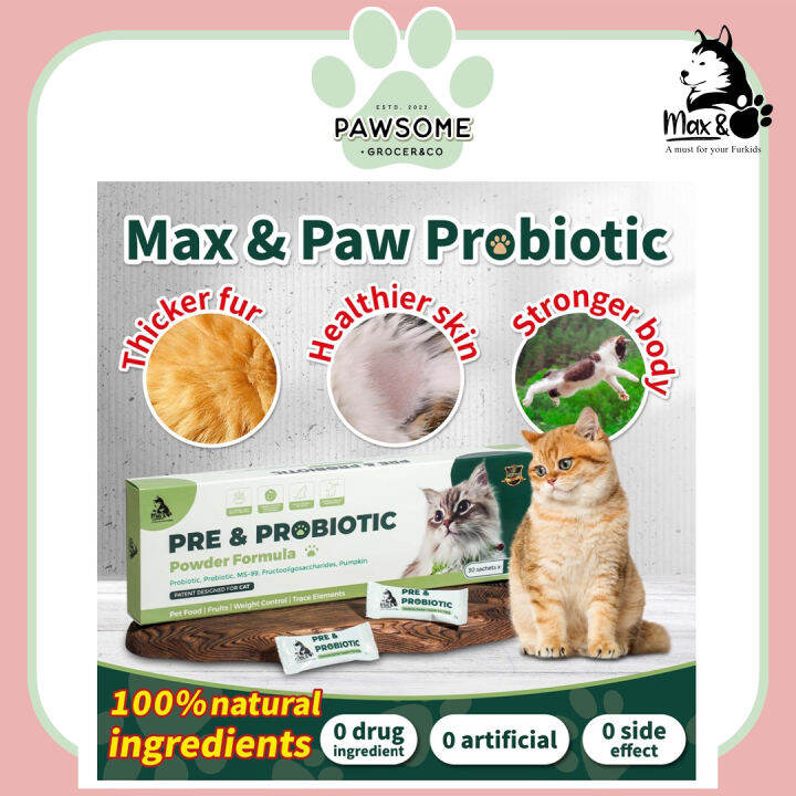 MAX & PAW All Natural Organic Prebiotic & Probiotic Pet Supplement ...
