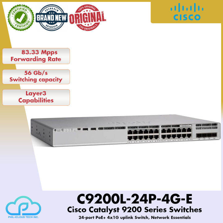 Cisco Catalyst 9200 Series Switch C9200L-24P-4G-E Network Essentials 24 ...