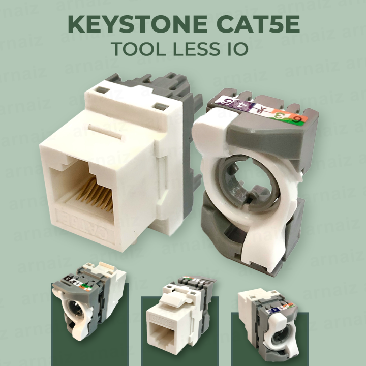 CAT5E IO Keystone Tool Less Tool Free Jack Connector Module RJ45 UTP ...