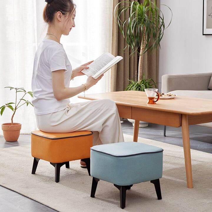 Anna-ccเก้าอี้หนังในห้องนั่งเล่น เก้าอี้สตูลทรงสี่เหลี่ยม เฟอร์นิเจอร์ ...