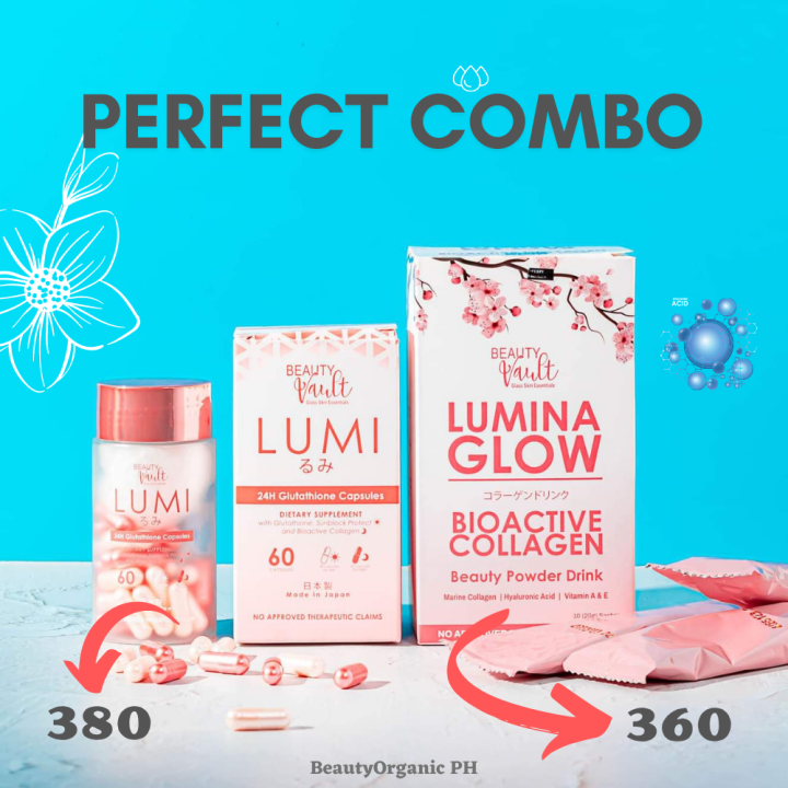(Perfect Combo) Lumina Glow Collagen Drink | Lumi Glutathione Capsules ...