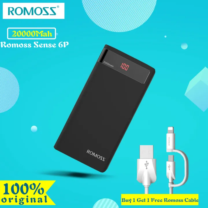 Buy 1 100% Original Romoss Powerbank Sense6p Sense 6p 20000mAh Power ...