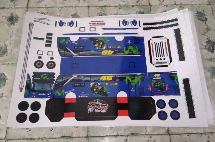 Lembaran PaperCraft Bus JB3+ Livery Monster MotoGP Skala 1:50 | Lazada ...