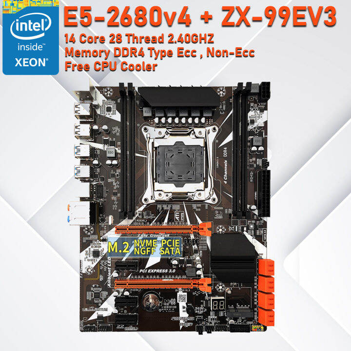 X99 ZX-99EV3 Xeon E5-2680v4 Set CPU MB Cooler Memory Ram ชุดสำหรับทำงาน ...