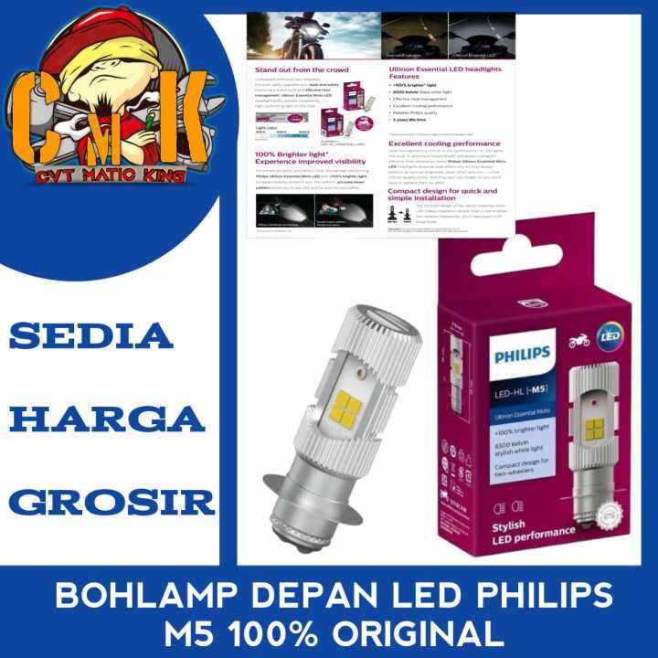 Lampu Depan Motor LED PHILIPS 2 Sisi Arus Wajib DC 6500K Kaki 1 ...