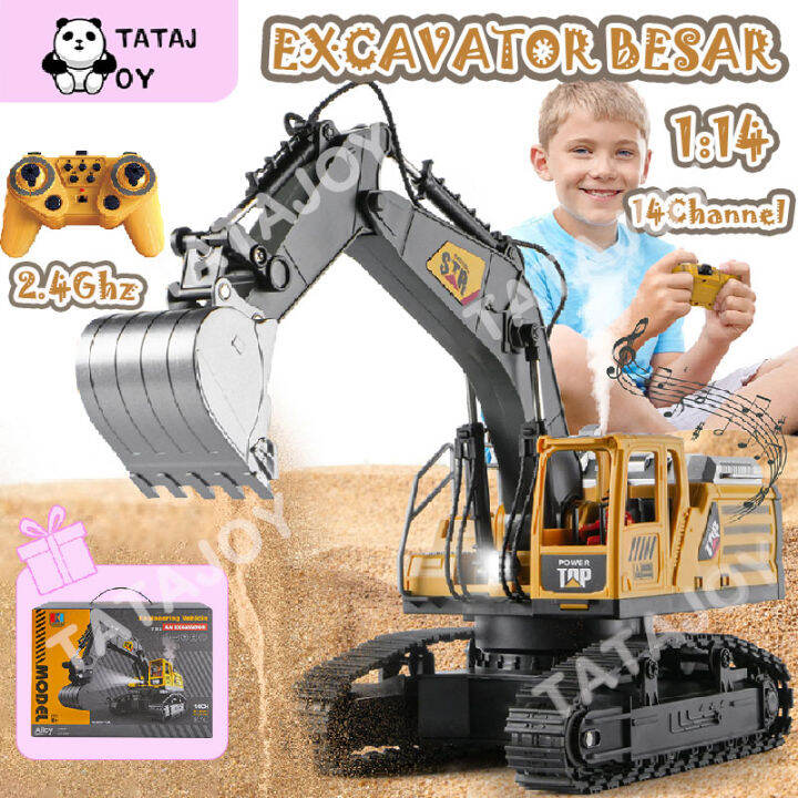 Tatajoy 1:14 Mainan Excavator Remote Control Besar 14Channel Ekskavator ...