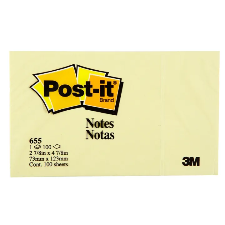 3M POST-IT กระดาษโน้ต NO.655 3x5 นิ้ว สีเหลือง (100แผ่น) | Lazada.co.th