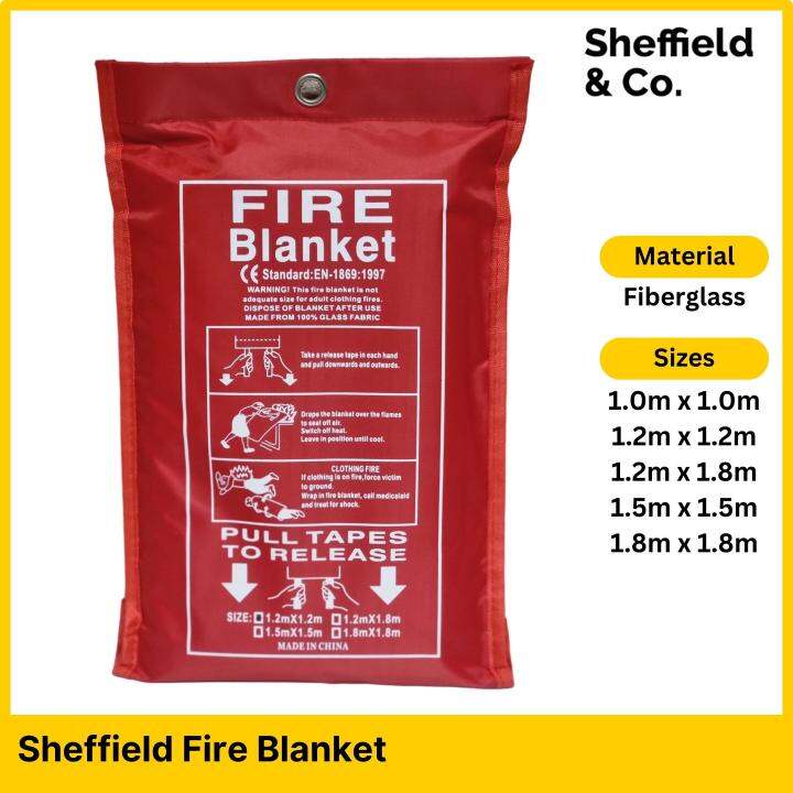 Sheffield Emergency Fire Blanket (1m x 1m ; 1.2m x 1.2m ; 1.2m x 1.8m ...