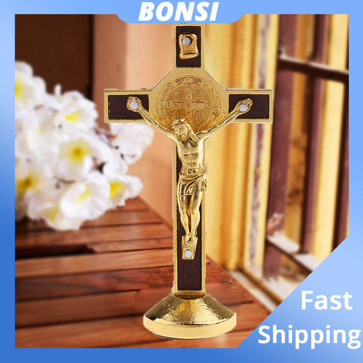 3.5 inch Alloy Crucifix Model Statue with Stand, Miniature Figurine ...