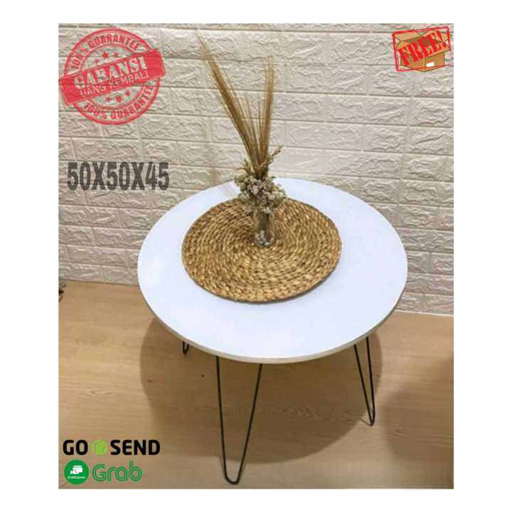 Meja Bulat Mini PUTIH 50 cm/ Meja Kopi Teras/ Cafe Dining Table Coffe ...