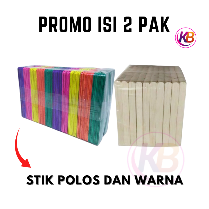 Promo 2 Pak (Polos - warna) Stik Es Krim Prakarya - Stick Ice Cream ...