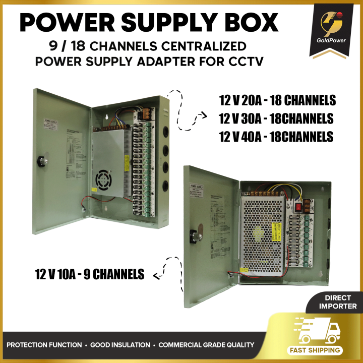 Gold Power: 9/18 Channel 12V 10A/20A/30A/40A DC Centralized Power ...