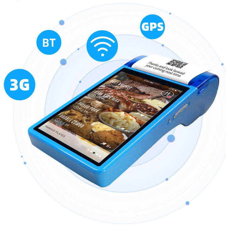 Handheld POS Receipt Printer Android 7.0 PDA Terminal 1D/2D/QR Barcode Scanner 3G Wifi BT ...