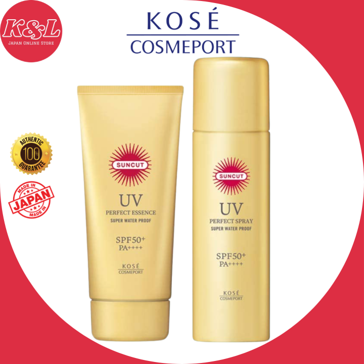 Kose Suncut Perfect UV Essence / Spray SPF 50+ Super Water Proof Sunscreen 60g (Made in Japan ...